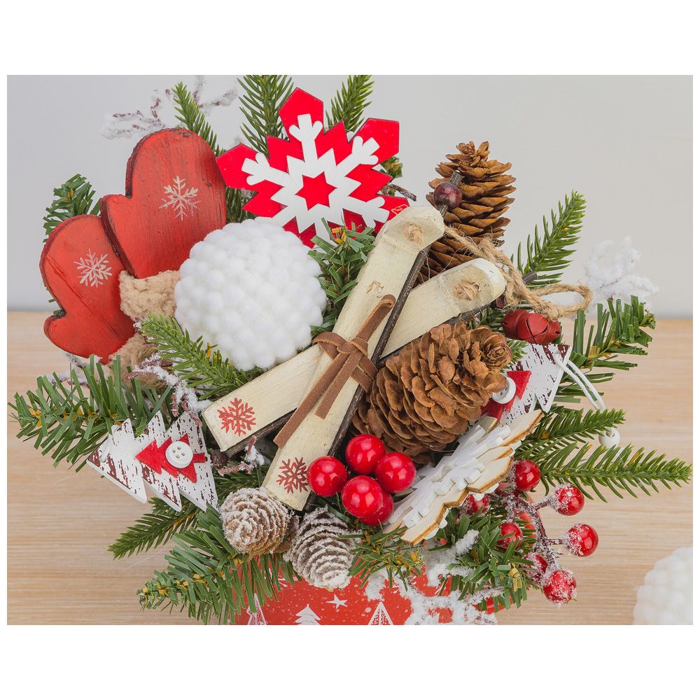 Цветочная композиция в кружке новый год ширина 24см*высота 26 см- без ...